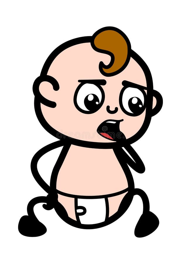 Worried Cartoon Baby Thinking Stock Illustration - Illustration of ...