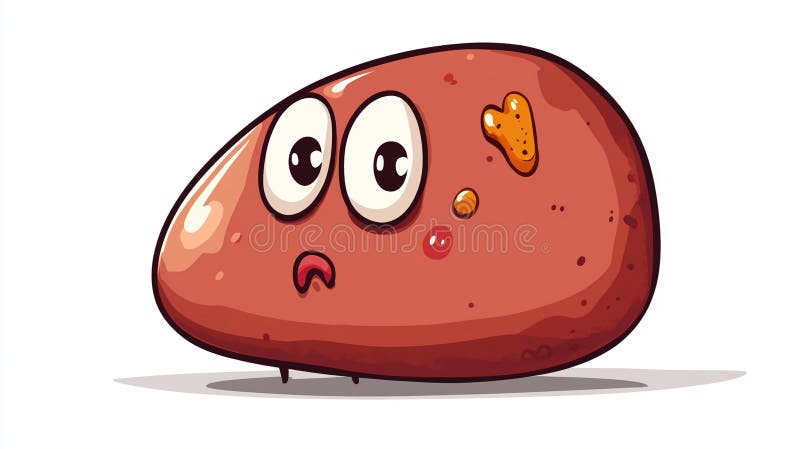 Worried Cartoon Liver with a Furrowed Brow, Expressing Concern Stock ...