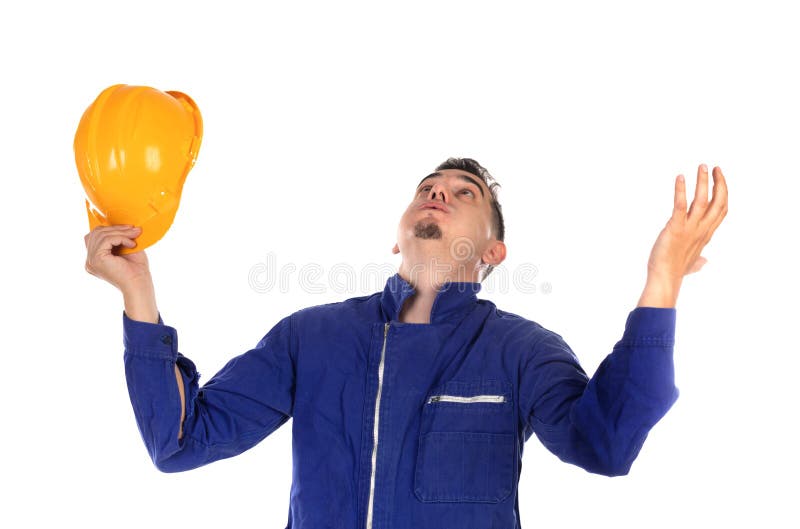 Worried Construction Engineer with Protective Face Mask Stock Photo ...