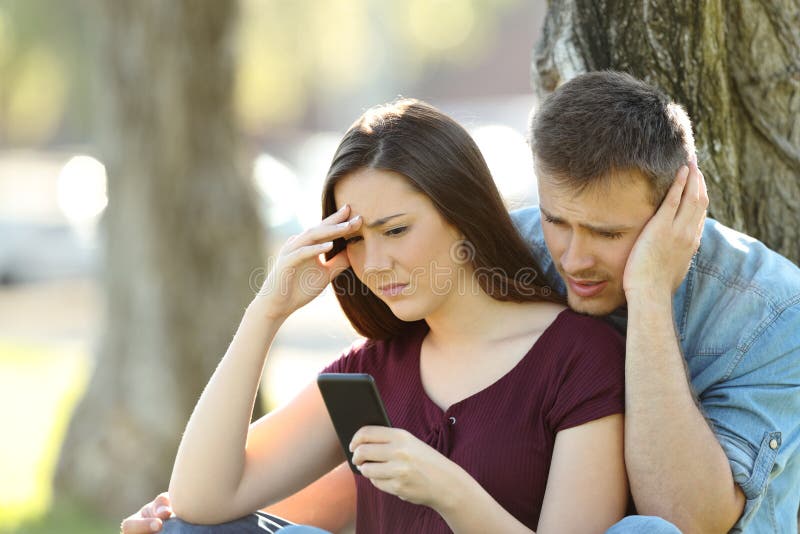Worried Couple Reading Together a Letter Stock Photo - Image of ...