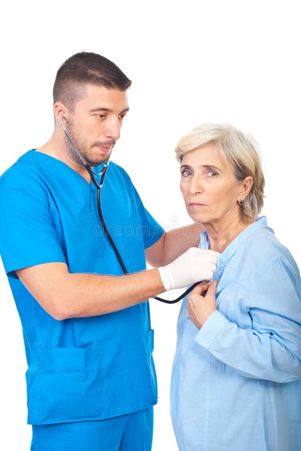 Doctor Check Up Woman Patient in Bed Stock Photo - Image of adults ...