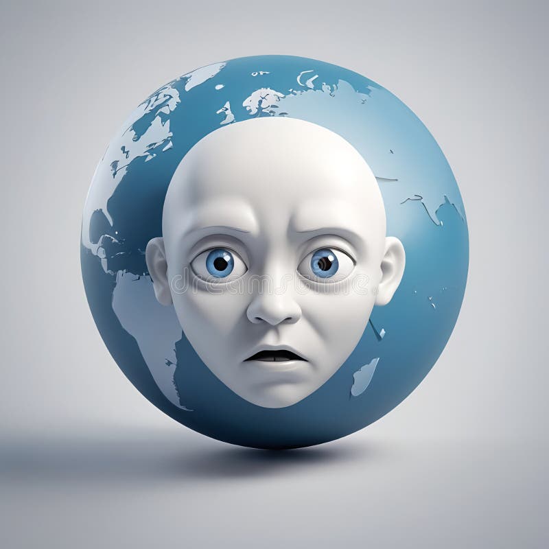 Worried Face Inside Globe stock illustration. Illustration of ...