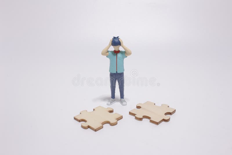 The Worried Figure Face the Not Match Puzzle Stock Photo - Image of ...