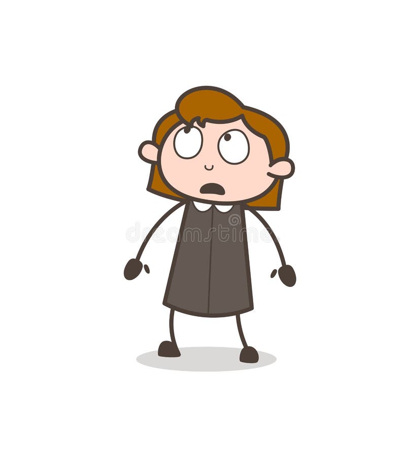 Worried Girl Watching Face Expression Vector Stock Illustration ...