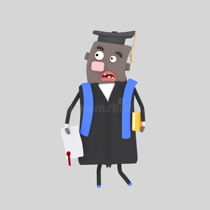 Worried Graduate black boy stock illustration. Illustration of business ...
