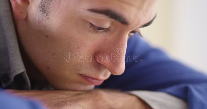 Worried Hispanic Man Sitting at Desk Stock Footage - Video of anxiety ...
