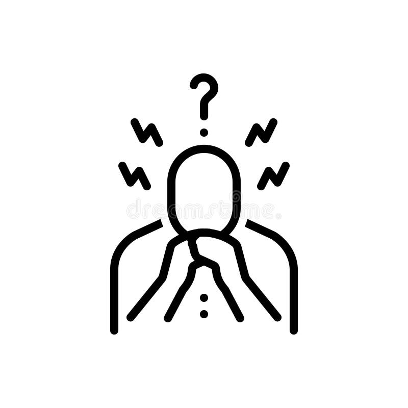 Black Line Icon for Worried, Anxious and Upset Stock Vector ...