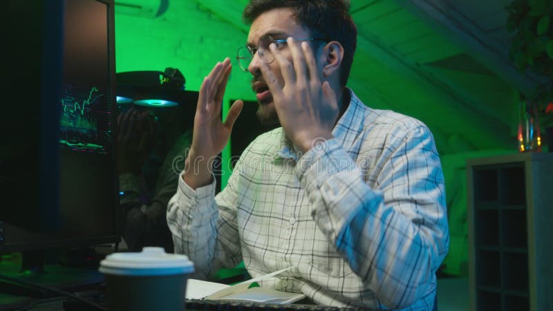 Worried Indian Arabian Man Guy Streamer Programmer Hacker Computer Hope ...