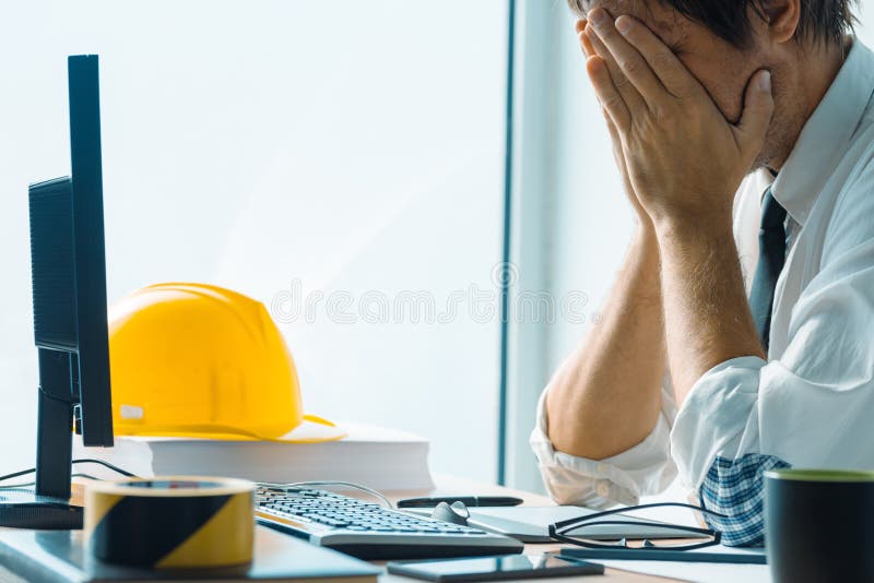 Worried Interior Design Professional Working in Office Stock Photo ...