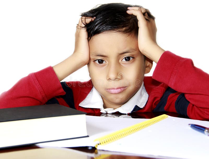 Worried kid at school stock photo. Image of hispanic - 36740488