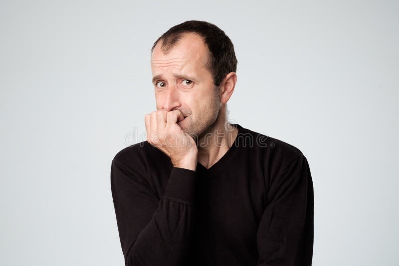 Worried Man Tries To Remember Something. Stock Photo - Image of ...