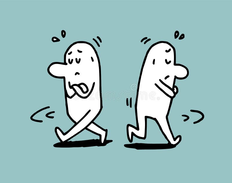 Worried Man Waiting for Something, Simple Character, Vector ...