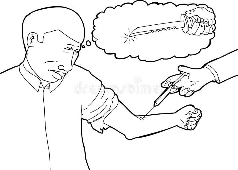 Worried Patient Afraid of Needle Stock Illustration - Illustration of ...