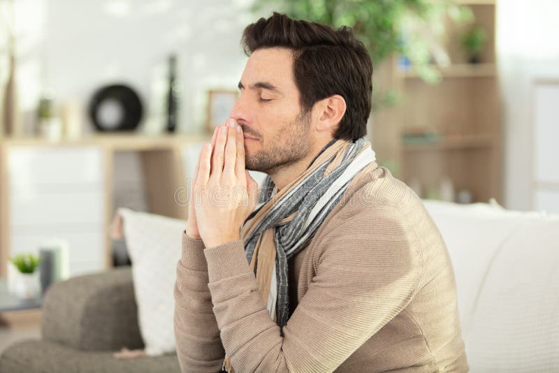 Worried and Sad Young Handsome Man Praying for Help Stock Image - Image ...