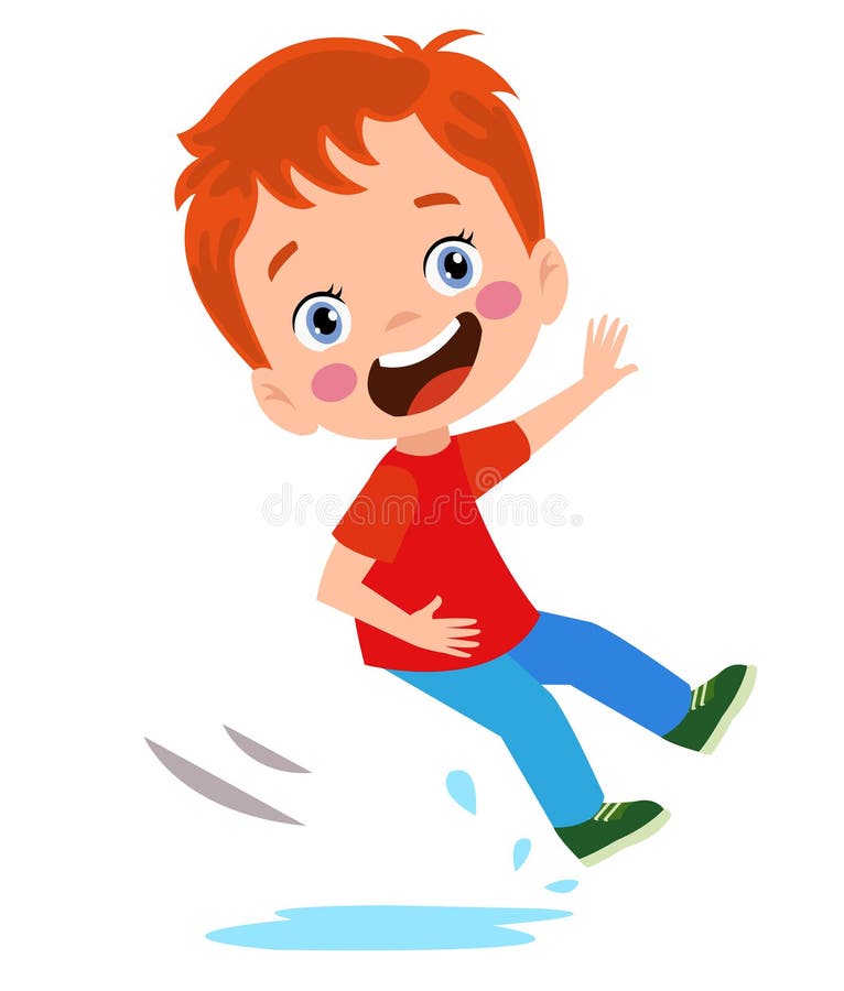 Worried Scared Boy Slipping and Falling Stock Illustration ...