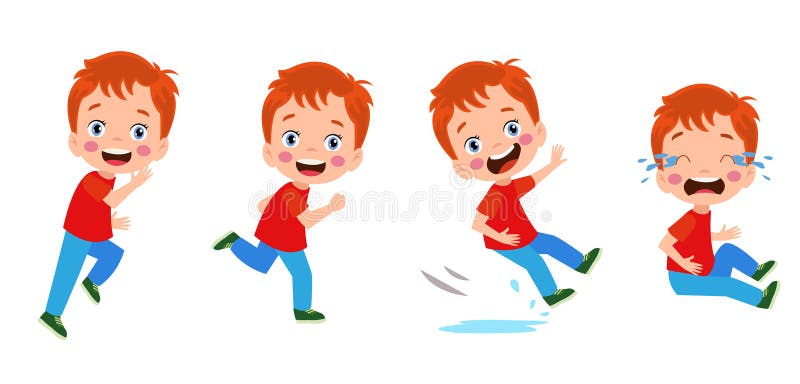 Worried Scared Boy Slipping and Falling Stock Illustration ...