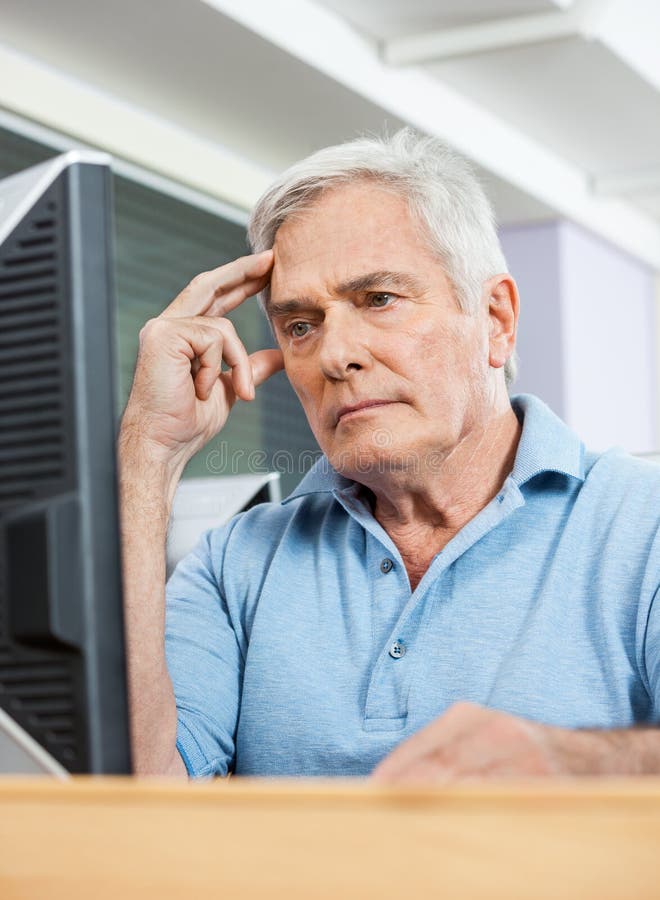 Stressed Senior Student Looking Computer Stock Photos - Free & Royalty ...