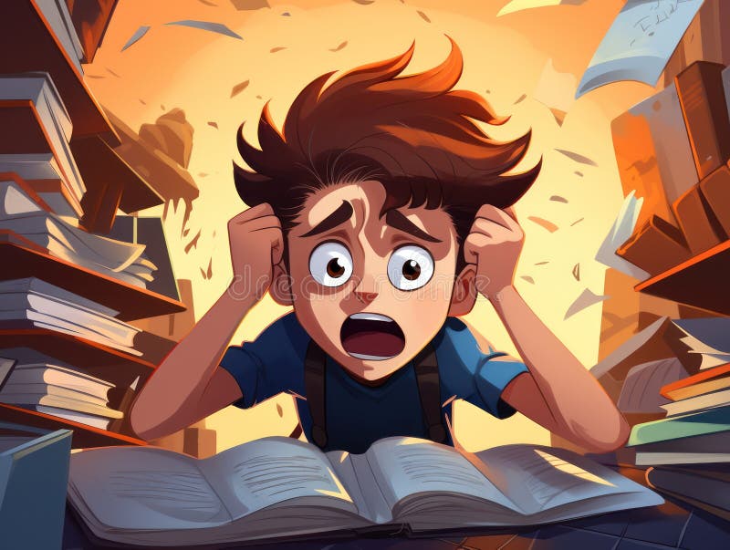 Worried Student Kid with Homework - Back To School Illustration Stock ...