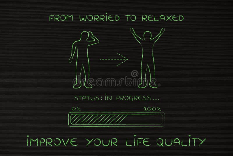 From Worried To Relaxed: Man Changing Attitude, Progress Bar Stock ...