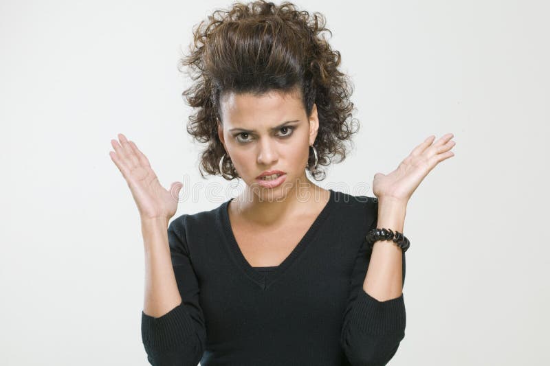 Worried Woman Making Gesture with Her Hands Stock Photo - Image of ...