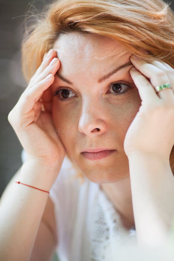 Worried woman stock image. Image of worries, thoughts - 51647443