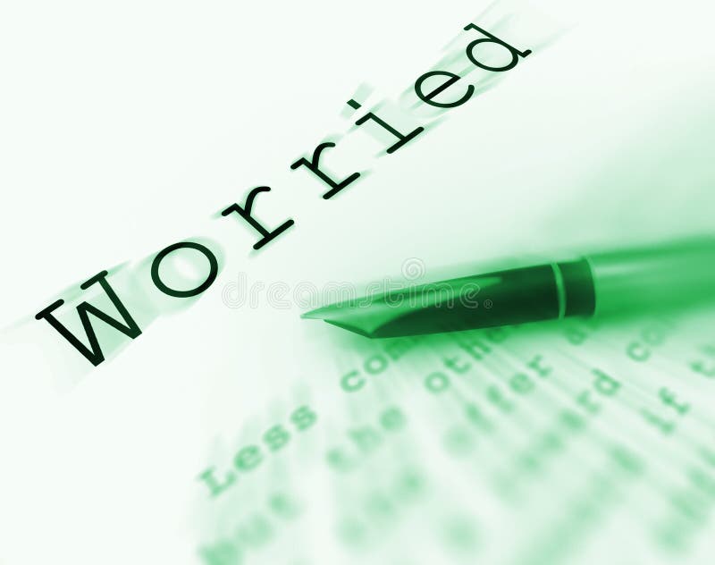 Worried Word Displays Afraid Troubled or Concerned Stock Illustration ...