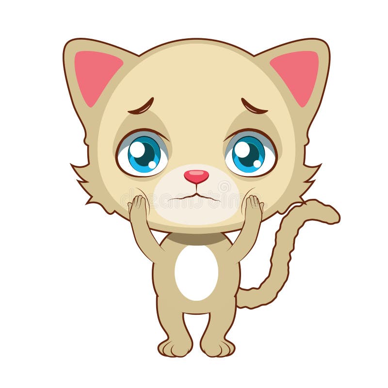 Worried cat stock vector. Illustration of panic, drawing - 21262240