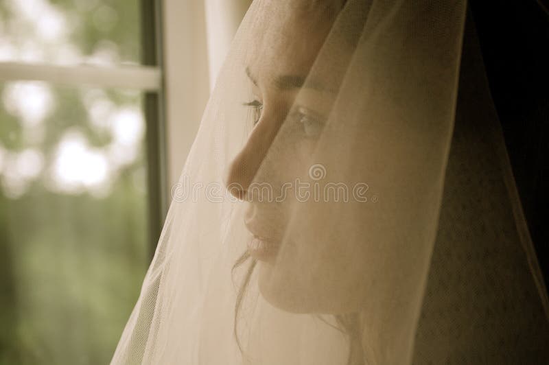 A Worried Young Bride stock image. Image of hair, white - 6186779