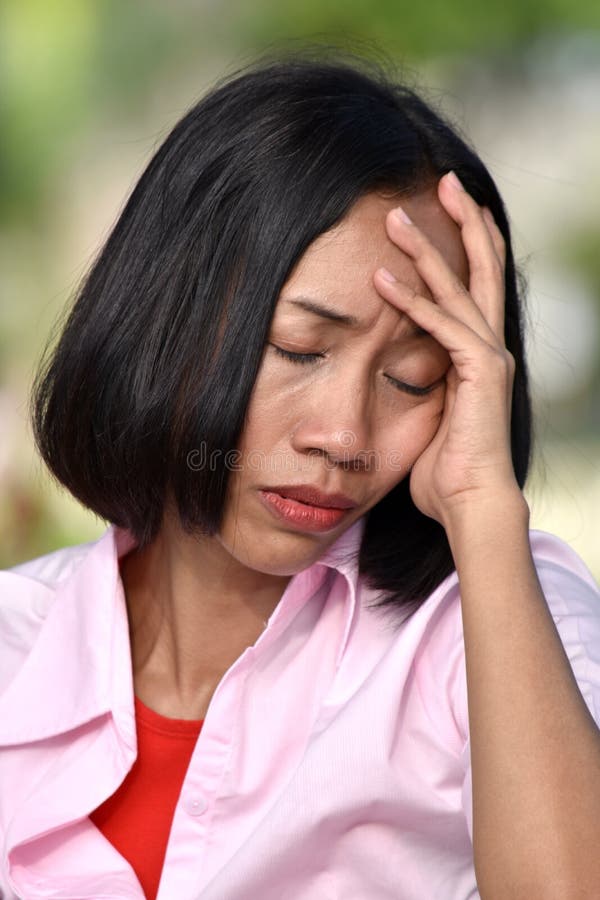 Worried Young Diverse Female Stock Image - Image of stressful, worried ...
