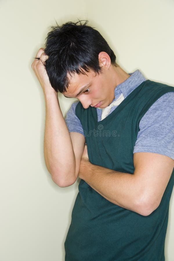 Worried young man stock photo. Image of nervy, scratches - 5621738