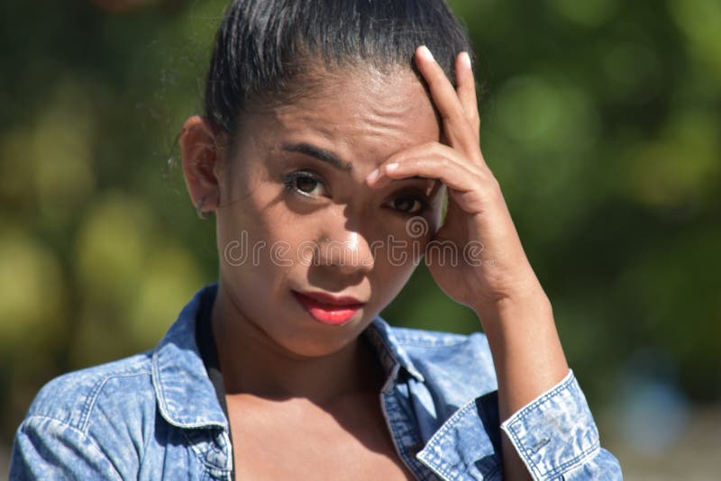 A Worrisome Diverse Female stock image. Image of female - 152278071