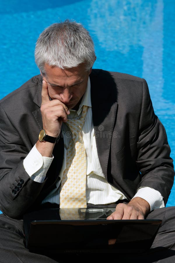 Worry Businessman with Laptop Stock Photo - Image of formal, corporate ...