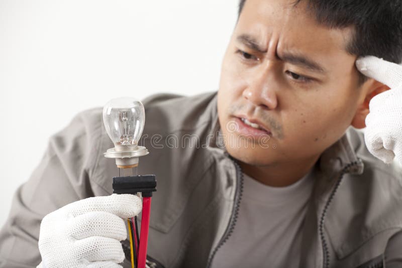 Worry electrician stock image. Image of cable, technicians - 32651501