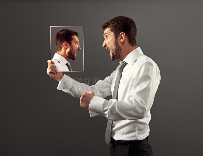Man Have a Hot Discussion with Himself Stock Image - Image of shout ...