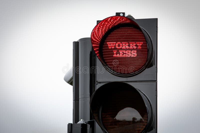 Worry less. Red Warning Light is on at the Traffic Light Stock Photo ...