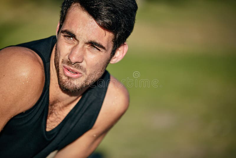 Worry less, Run More. a Young Man Out for a Run in the Park. Stock ...
