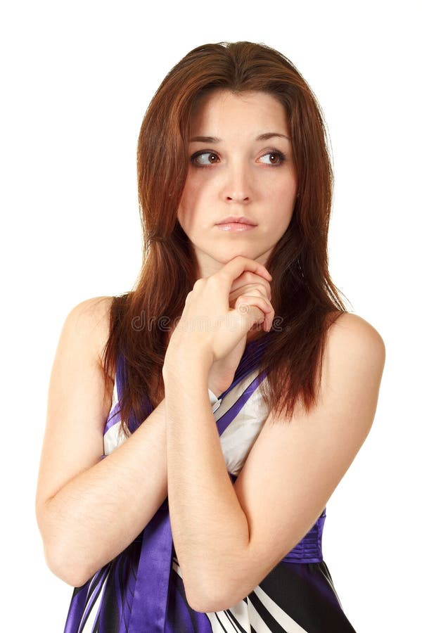 Worry and Sorrow Isolated on a White Stock Image - Image of pretty ...