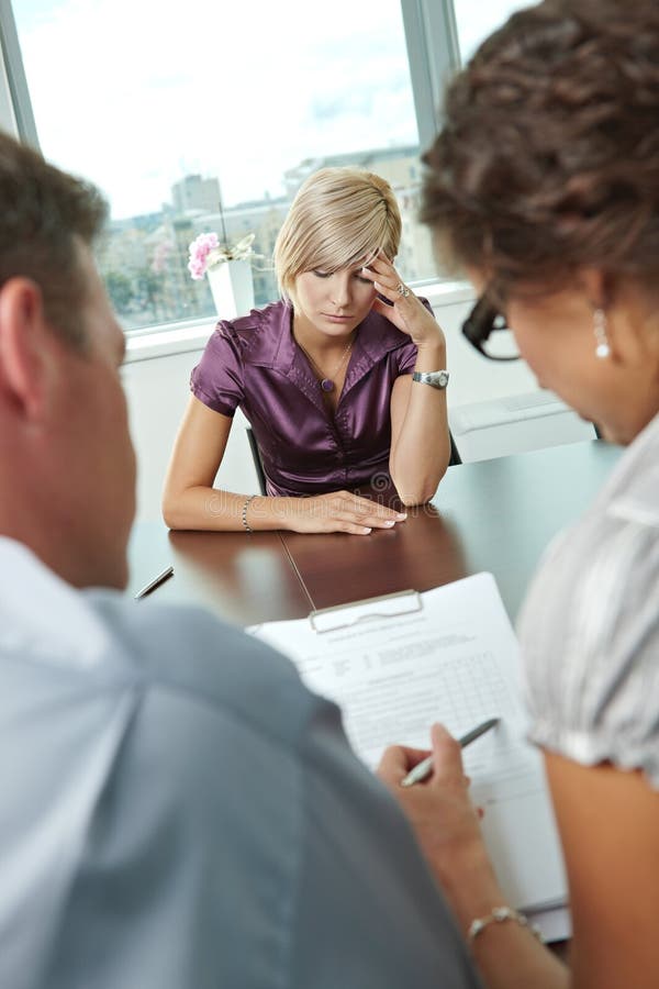 Worrying during Job Interview Stock Image - Image of blond, caucasian ...