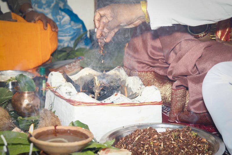 Worship by Indian Havan Kund.blazing Flames of Fire Stock Image - Image ...