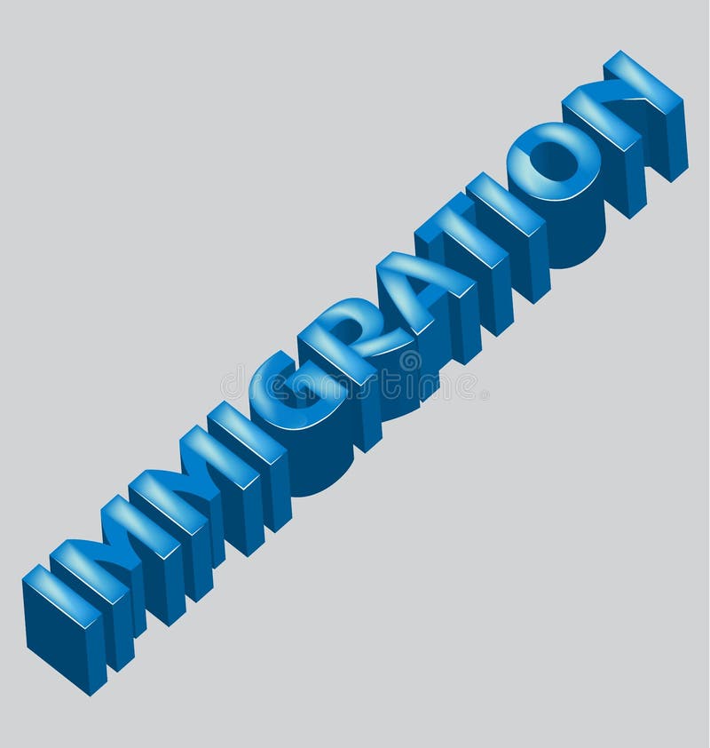 Wort der Immigration 3d vektor abbildung. Illustration von regierung ...