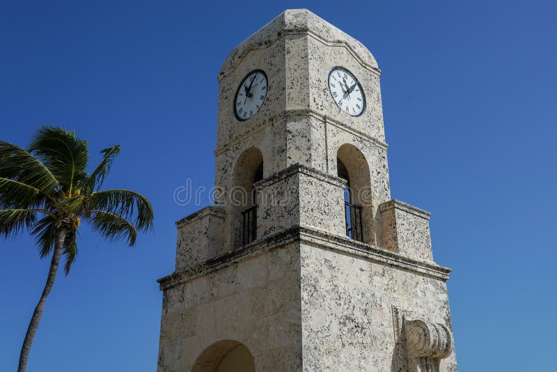 Worth Avenue Clock Tower in Palm Beach, Florida Stock Photo - Image of ...