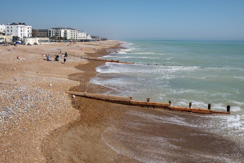 Worthing West Sussexuk April 20 View Of Worthing Beach In Editorial Photography Image Of