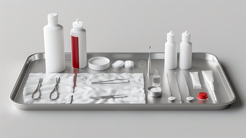 Wound Care Dressing Set on Stainless Steel Plate. Surgical Instruments ...