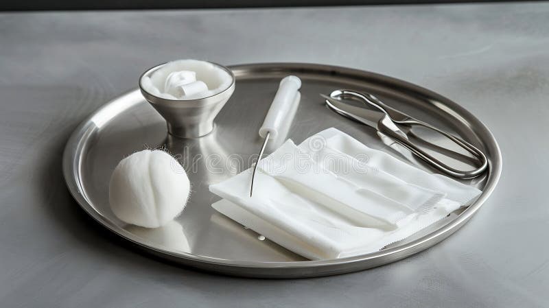 Wound Care Dressing Set on Stainless Steel Plate. Surgical Instruments ...