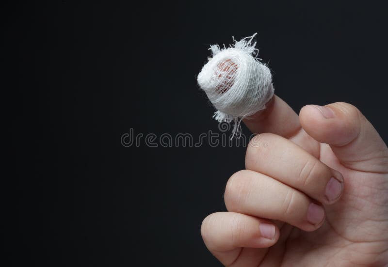 Wound On Finger. Index Finger With Wound Cut, Burn And It Is Covered ...