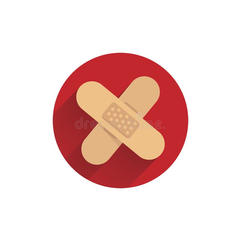 Wound Patch Flat Icon with Shadow. Medical Patch Icon Stock Vector - Illustration of wound ...