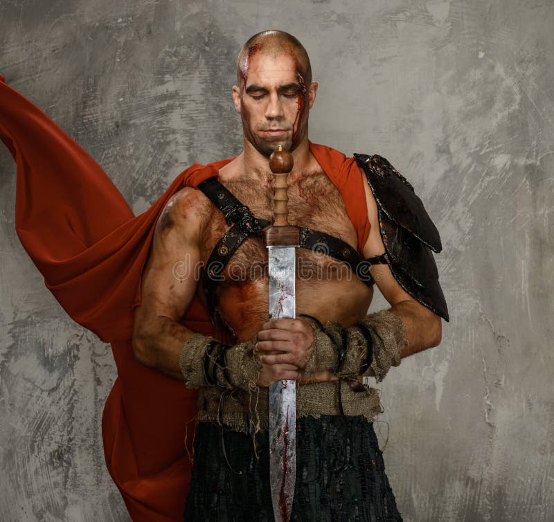 Wounded Gladiator with Sword Stock Image - Image of armed, history ...