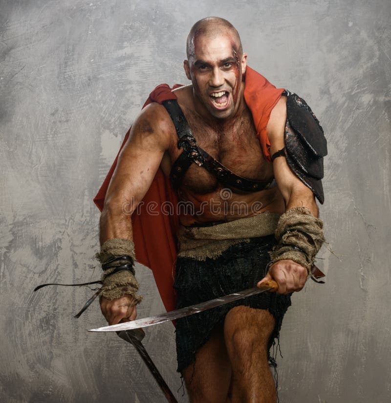Wounded Gladiator with Spear Stock Photo - Image of military, male ...