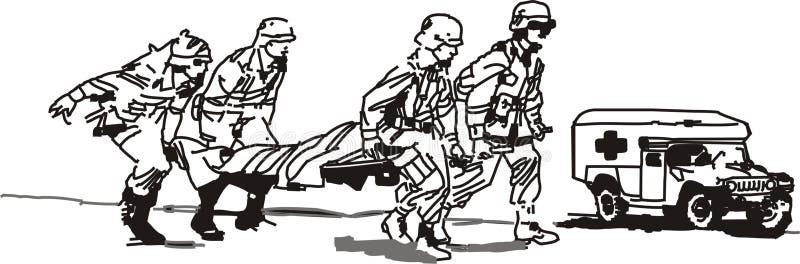 Soldier carrying wounded stock illustration. Illustration of wounded ...