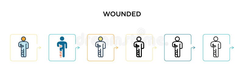 Wounded Vector Icon in 6 Different Modern Styles. Black, Two Colored ...